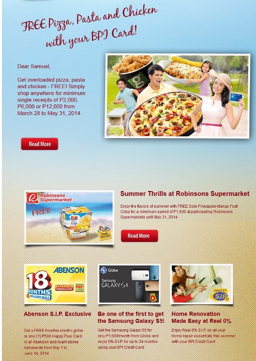 Latest BPI Credit Card Promo For 2014